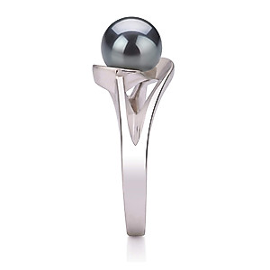 Clare Black 6-7mm AAA Quality Freshwater 925 Sterling Silver Cultured Pearl Ring For Women - Size-9