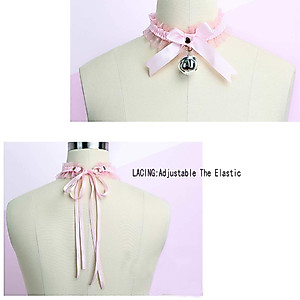 AOTENG STAR Pink Bell Choker Collar Necklace Lolita Bow Collar Cat Cosplay Kitty Velvet Collars