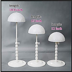 Youngther Wig Stand Adjustable Height Hat Display Portable Folding Wig Head Holders Plastic Wig Stand for Styling Wig Hair Drying Display (White)