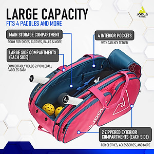 JOOLA Tour Elite Bag,Hot Pink/Blue