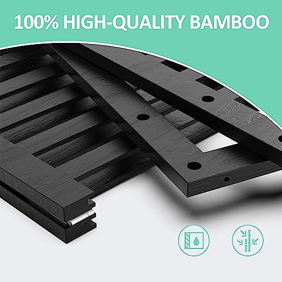 Jripae Bamboo Shoe Rack for Closet, 3-Tier Longer Stackable Dampproof Black Shoe Organizer Free Standing Shoe Racks for Entryway Closet Hallway Waterproof