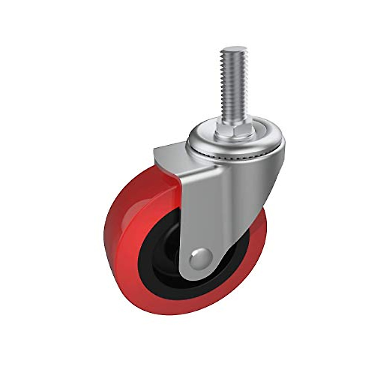 6 Pack Creeper Wheels 2.5 Inch Heavy Duty Swivel Caster Wheel Creeper Service Cart Stool Post Mount, M10 (Around 3/8") x 1" Metric Threaded Stem Casters Wheels Replacement