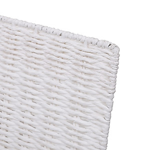 4 Set of Storage Baskets (Pearl White) - Rattan Decorative Box & Closet Organizers and storage & Basket with Lid & small basket with lid, decorative baskets for Clothes, Toys, Books