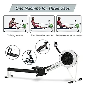 Oarlike Air Resistance Rowing Machine 10 Level Adjustable Resistance Air Rower with LCD Monitor Foldable Exercise Fitness Equipment for Home Gym Office Use