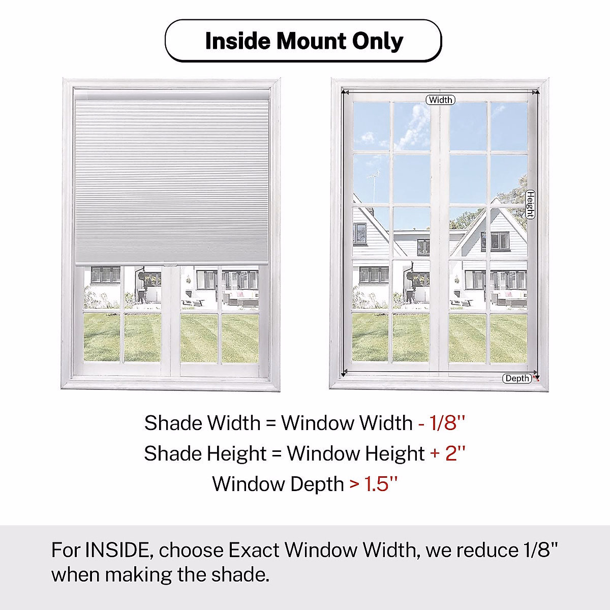 Keego Cordless No Drill Cellular Blinds for Window Blackout Honeycomb Shades No Tools Easy Install for Home Kitchen Bedroom Office(Blackout,White,34w x 60h)