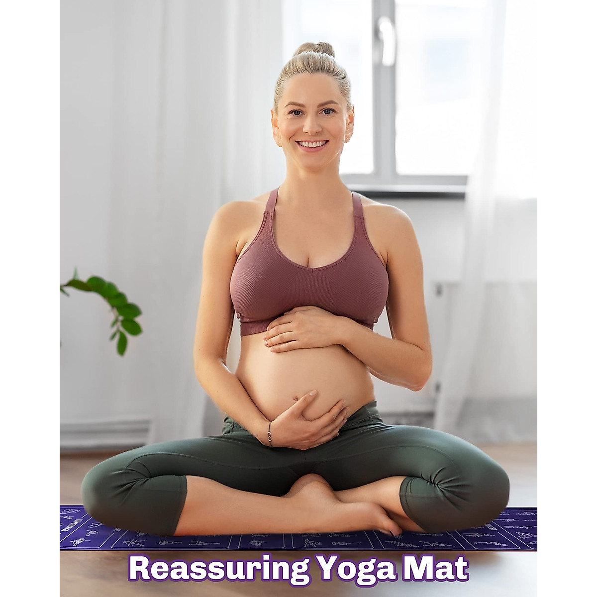 Upgrade New Instructional Yoga Mat with 75 Poses Printed on It, 6mm Travel Yoga Mat with Bag Christmas Gifts for Women and Men, 1/4 Inch Extra Thick Non-Slip (Purple/Blue)