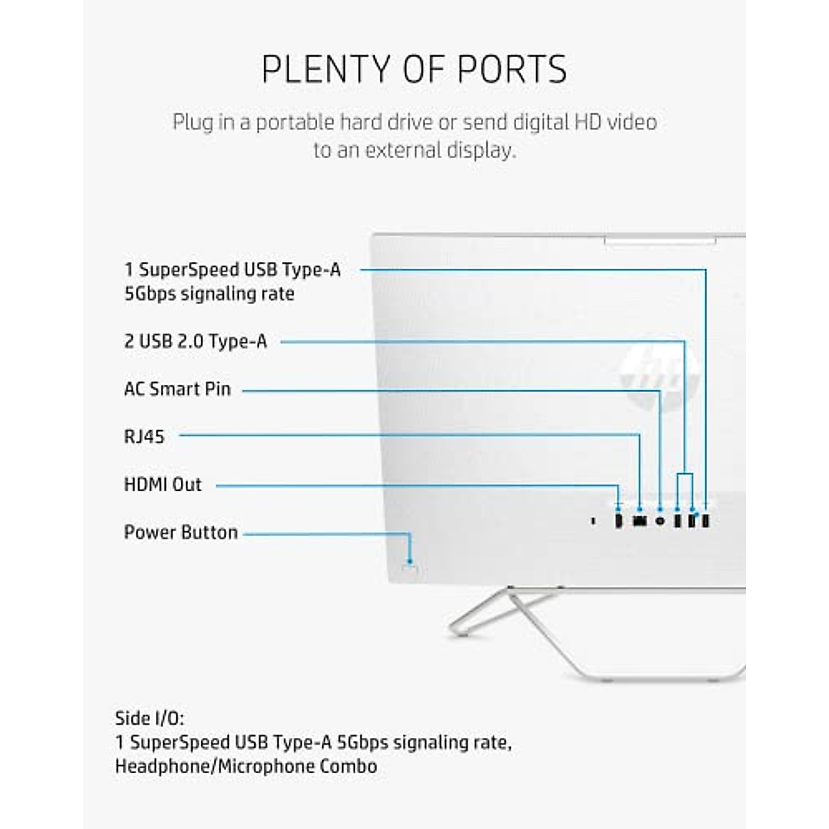 HP 27” All-in-One Desktop PC, AMD Ryzen 7 5700U, 12 GB RAM, 256 GB SSD & 1 TB Hard Drive, Full HD IPS Display, Windows 11 Pro, 720p Privacy Webcam, Dual Mics, Keyboard and Mouse (27-CB0052, 2022)