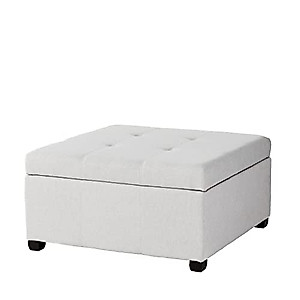 Christopher Knight Home Carlsbad Fabric Storage Ottoman, Light Grey 35.00”D x 35.00”W x 18.50”H
