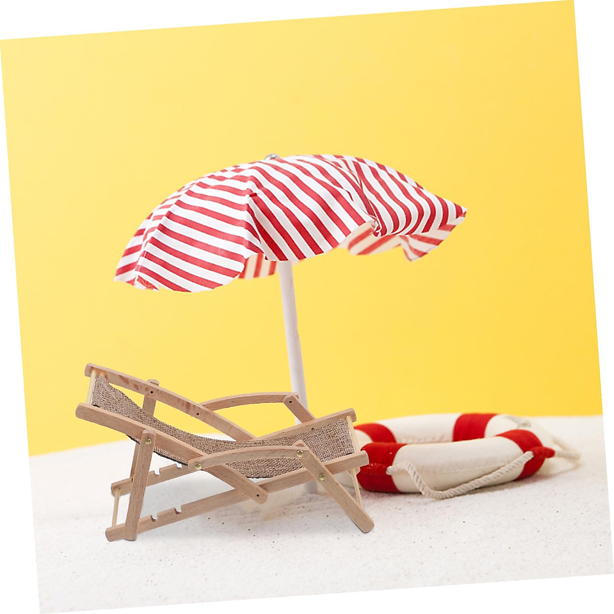 CIYODO ，， ， Chairs Decor Chaise Lounge Reclining Chair Beach Chair Doll Chair Mini Deck Chair Model Miniature Chair Miniature Deck Chair Mini House Chair Model Wood