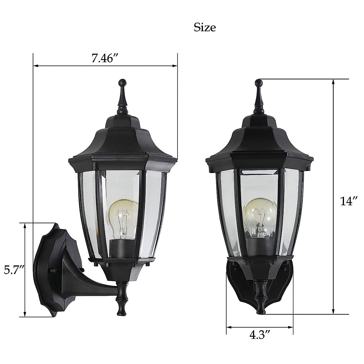 Haolaike 2-Pack Waterproof Aluminum Outdoor Light Fixture Wall Mount Exterior Porch Lights Outdoor Wall Lamp,Anti-Rust Porch Lights for Outside Garage Patio Exterior Lights for House