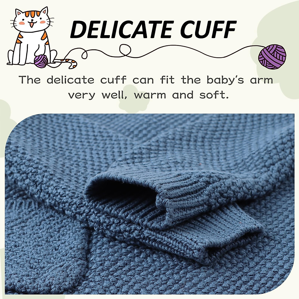 Peecabe Toddler Baby Girl Boy Cable Knit Sweater Cotton Infant Pullover Crewneck Long Sleeve Sweatshirt Fall Winter (Haze Blue, 6M)