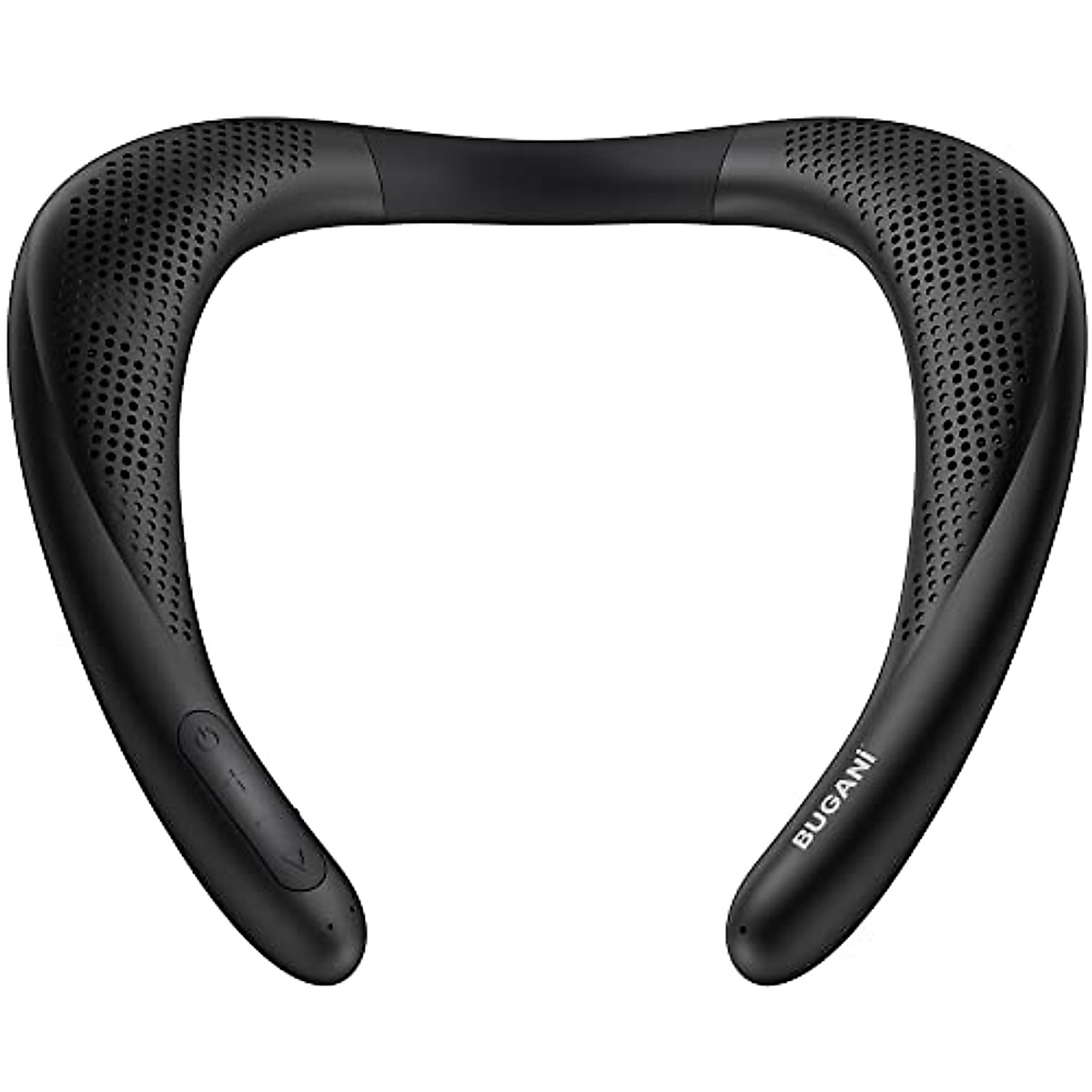 BUGANI Neckband Bluetooth Speaker, Wireless Neck Speaker True 3D Stereo Sound, Lightweight Personal Body Speakers with 24H Playtime, Waterproof Shoulder Speaker Built-in Mic, Comfortable Design, Black