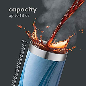 FineDine Insulated Skinny Stainless-Steel Tumbler - 18oz Coffee Tumbler with Flip-Top Lid - Travel Coffee Mug 100% Leakproof Lids - Slim Vacuum-Tumblers Keep Hot & Cold - For Home, Office.