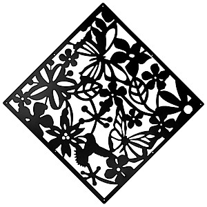 ANMINY 24 PCS Hanging Room Divider Flower Carving Pattern Panels Decorative Wall Screen Panel Hollow Out Design for Living Dining Room Kitchen Bedroom Office Restaurant Home Hotel Decor - Black+White