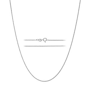 KISPER Sterling Silver Box Chain Necklace – Thin, Dainty, 925 Sterling Silver Jewelry for Women & Men with Spring Ring Clasp – Made in Italy, 18”