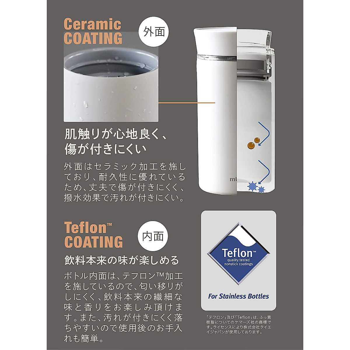 シービージャパン(CB JAPAN) CBJAPAN Mlte Water Bottle, Gray, Dishwasher Safe, 11.8 fl oz (350 ml), Direct Drinking, Stainless Steel, Vacuum Insulated, EL Bottle