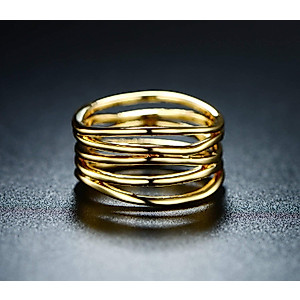 Barzel Gold Statement Trendy Cocktail Ring 18K Gold Plated Statement Ring For Women - (Gold, 10)