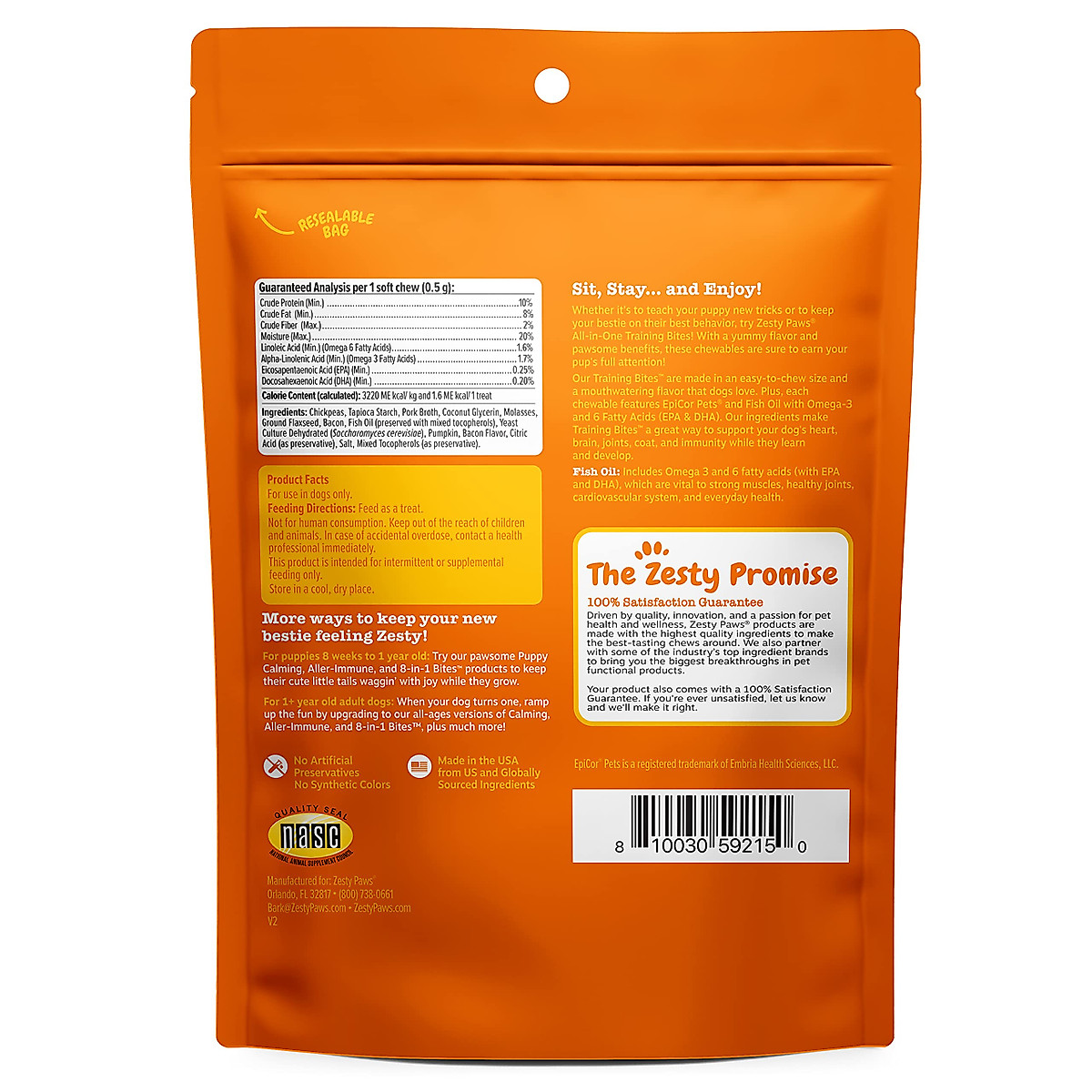 Zesty Paws Training Treats for Dogs & Puppies - Healthy Dog Treats for Hip, Joint & Muscle Health - Puppy Training Treats - for All Breeds and Ages - Dog Treats for Training - Bacon Flavor – 8oz