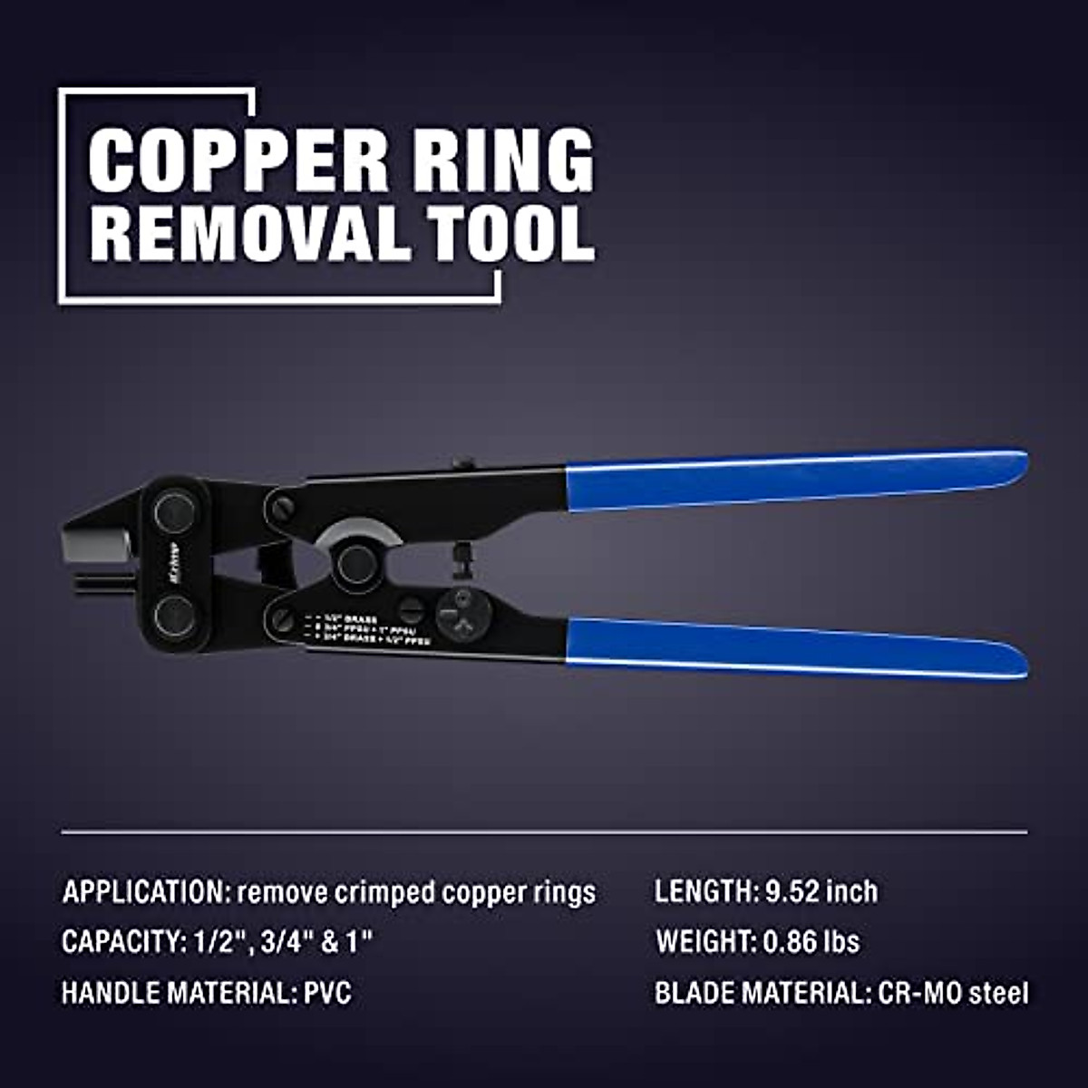 Copper Ring Removal Tool Decrimping Tool for ASTM F1807 1/2",3/4"and 1" PEX Ring