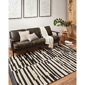 Loloi Chris Loves Julia x Alice Cream/Charcoal 6'-5" x 9'-2" Area Rug