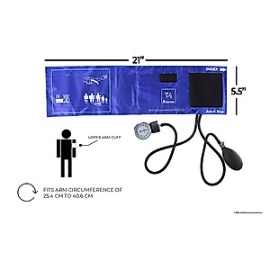 EMI Royal Blue Sprague Rappaport Stethoscope and Aneroid Sphygmomanometer Manual Blood Pressure Set Kit - #330