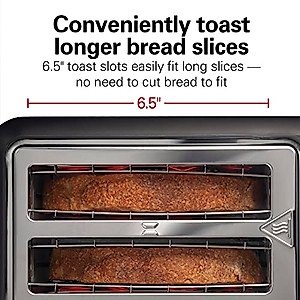 Hamilton Beach Gourmet 2 Slice Extra-Wide Slot Toaster with Sure-Toast Technology, Shade Selector, Bagel Setting, Black and Stainless Steel (22996)