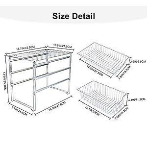 TQVAI 3 Tier Under Sink Organizer Sliding Pull Out Shelves, Stackable Kitchen Cabinet Organizer with Drawer,