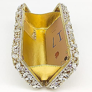 Women Snowflake Evening Bags Wedding Bridal Flower Crystal Clutch Purse Party Box Rhinestone Handbag (Mini,Gold&Silver)