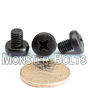 MonsterBolts - M5 x 6mm Phillips Pan Head, DIN 7985A, Alloy Steel, Black Oxide, 10 Pack