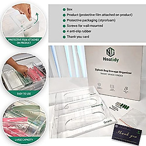 Neatidy Ziplock Bag Storage Organizer – Clear Acrylic Storage Bag Organizer – 4-in-1 Baggie Organizer for Gallon, Snack, Sandwich, Quart Bags – Solid Acrylic Bag Holder for Kitchen Drawer, Counter