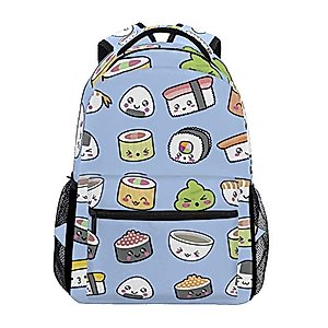 School College Backpack Rucksack Travel Bookbag Outdoor Cute Sushi Pattern