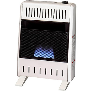 ProCom ML100TBA-B Ventless Propane Gas Blue Flame Space Heater with Thermostat Control for Home and Office Use, 10000 BTU, Heats Up to 500 Sq. Ft., Includes Wall Mount and Base Feet, White