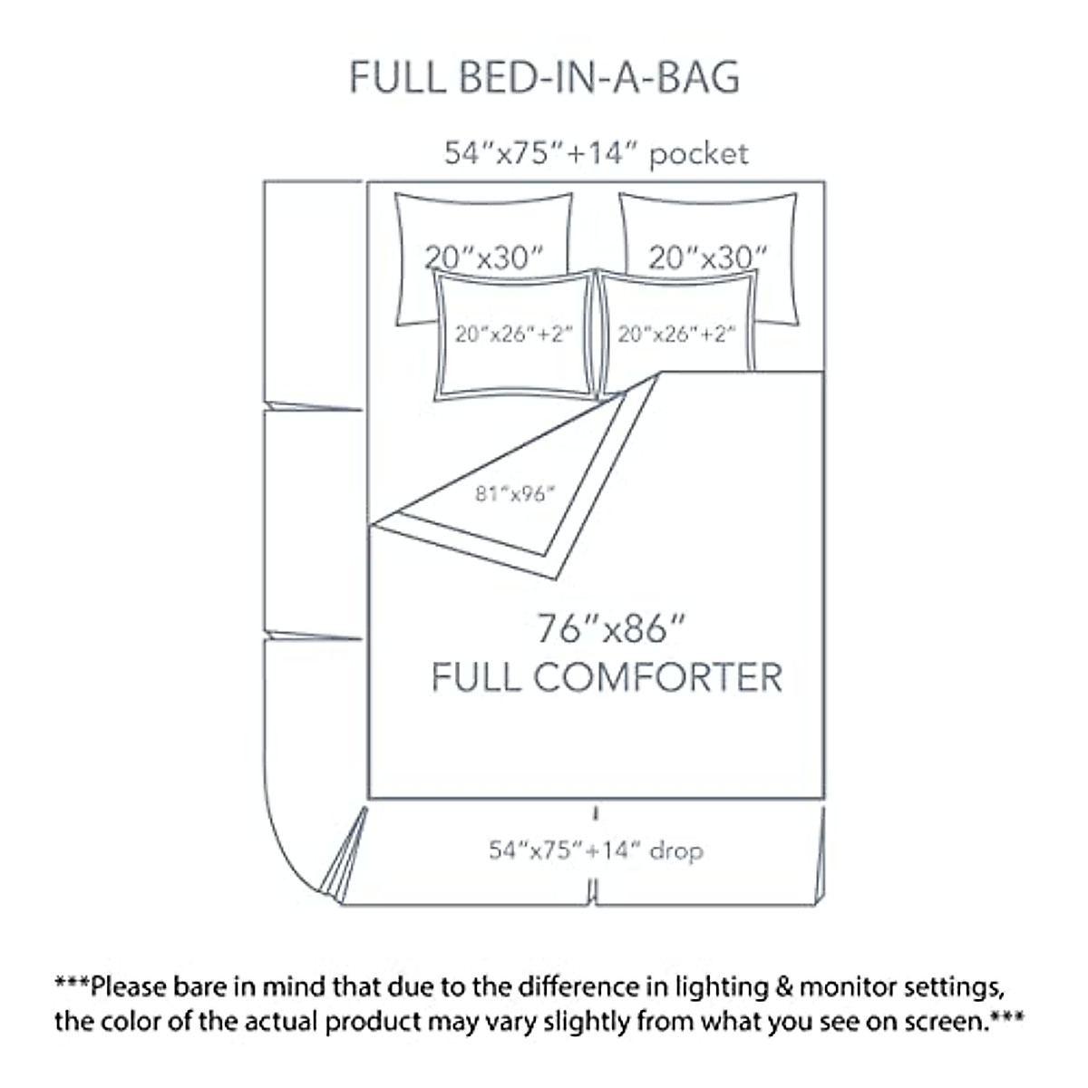 Cathay Home Basic Bedding Home Essential Ultra Soft Light Weight 8PC Wrinkle Resistant Microfiber Bed in a Bag Set (Includes Complete Sheet Set, Comforter Set & Bedskirt) - Full, White