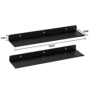 Alonsoo Floating Shelves Metal Wall Mounted Shelf Organizer for Picture Ledge Wall Mounted Shelves for Bathroom, Kitchen Rustic Spice Rack, Black,Stainless Steel