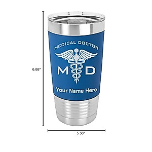 LaserGram 20oz Vacuum Insulated Tumbler Mug, MD Medical Doctor, Personalized Engraving Included (Silicone Grip, Dark Blue)