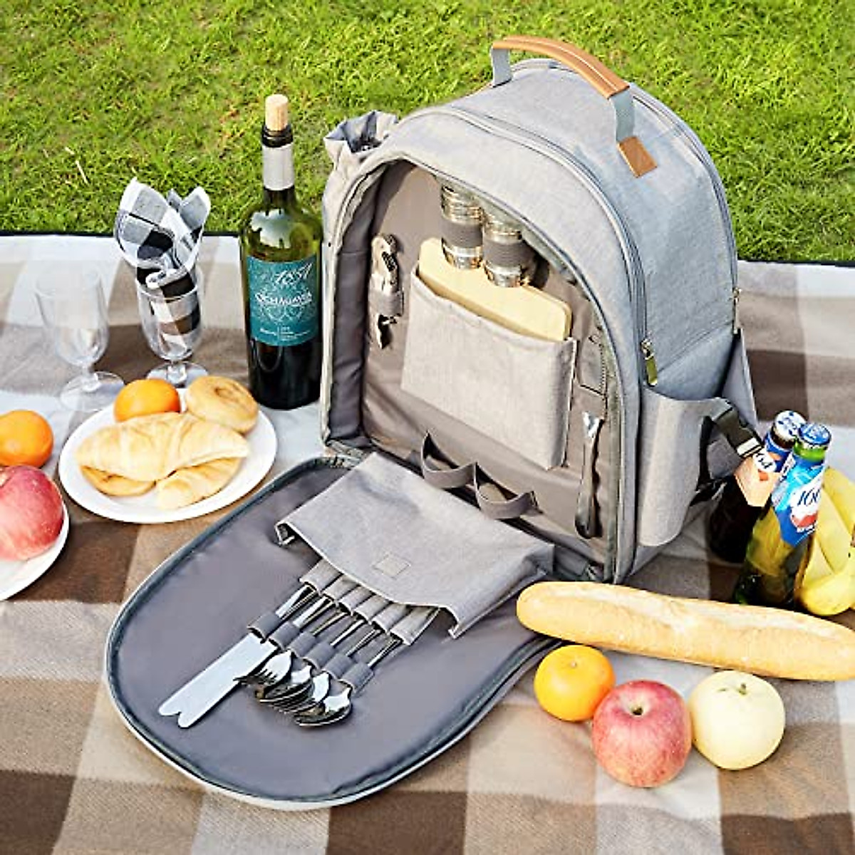 AW BRIDAL Mr & Mrs Picnic Basket, 24L Insulated Picnic Backpack For 2| Cool Anniversary Newlywed Wedding Engagement Gifts For Couples, Unique Bachelorette Bridal Shower Gift For Bride To Be Gifts 2023