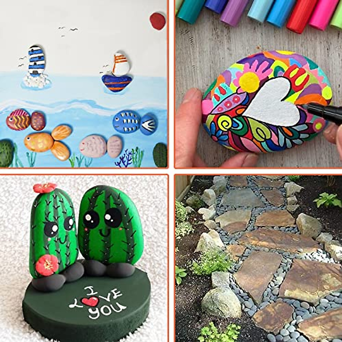 30 River Rocks for Painting, Painting Rocks Bulk, Smooth Rocks for Painting, Natural Stones, Craft Rocks for Painting Around 1.2-3.5 inches, Kindness Rocks, Outdoor Garden Rock Art, Family DIY Project