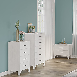Panana 2/3/4 Drawer Dresser, Chest of Drawers Wooden Storage Dresser Cabinet Bedroom Furniture (White, 4 Drawer)
