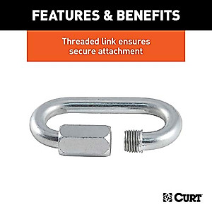 CURT 82933 Threaded Quick Link Trailer Safety Chain Hook Carabiner Clip, 3/8-Inch Diameter, 11,000 lbs Break Strength