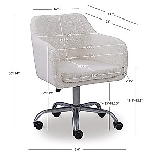 Linon Home Decor Products Linon Brooklyn Sherpa Office Chair, Ivory