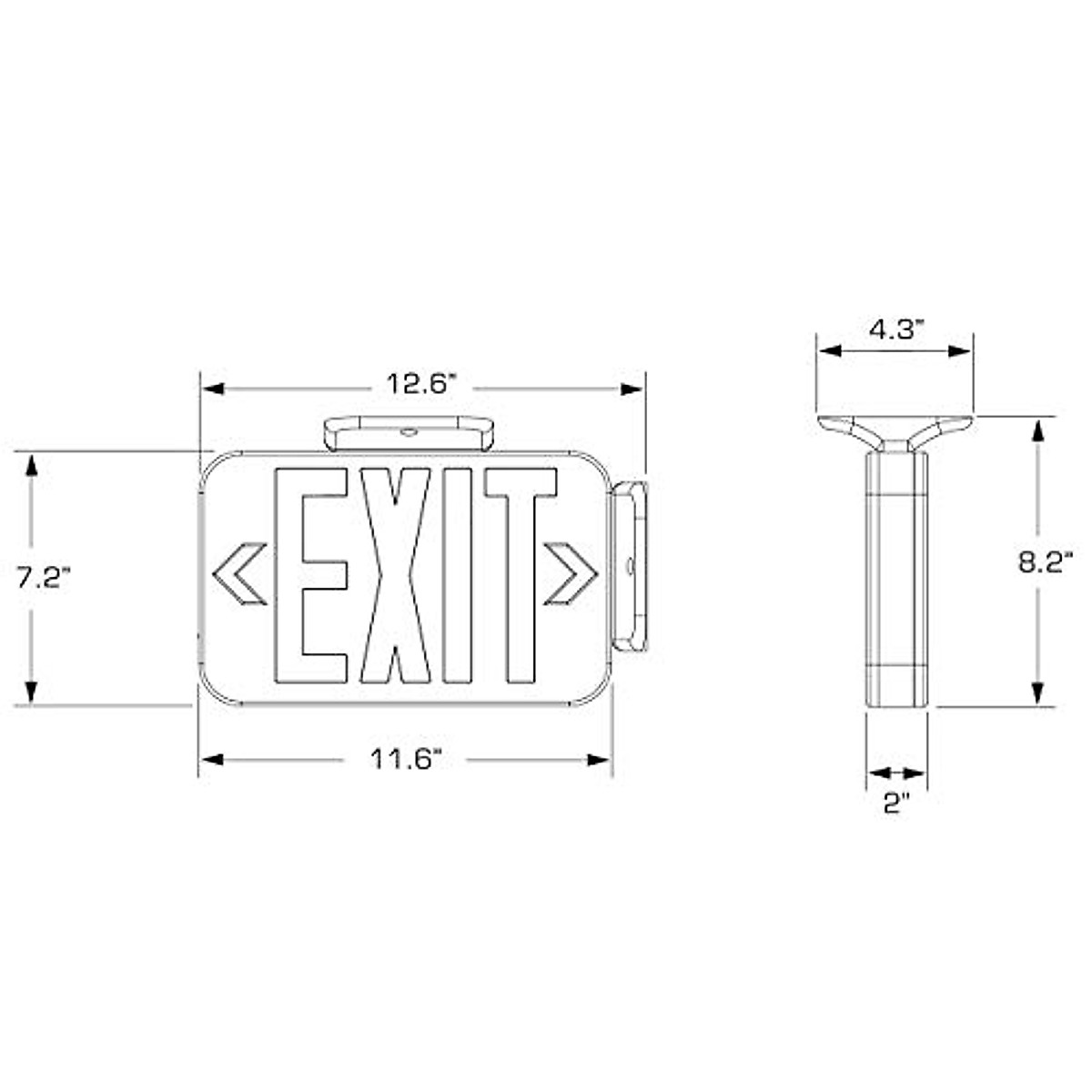 HUBBELL CER LED Emergency exit Sign, 11.6 in x 2 in x 8.2 in, White