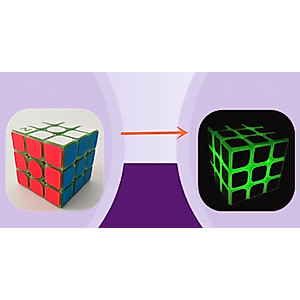 AMAZA 3x3 Fluorescent Speed Cube, Green Luminous, Plastic, Puzzle, 1 Set, 1 Piece, 1 Count, Adult