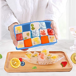 Ice Cube Tray 3 Pack Silicone Ice Tray Easy-Release Flexible 15 Ice Cube Molds, Stackable Ice Trays for Freezer, Ice Cube Size 1.2 IN for Cocktai, Whiskey, Juice, Baby Food, BPA Free