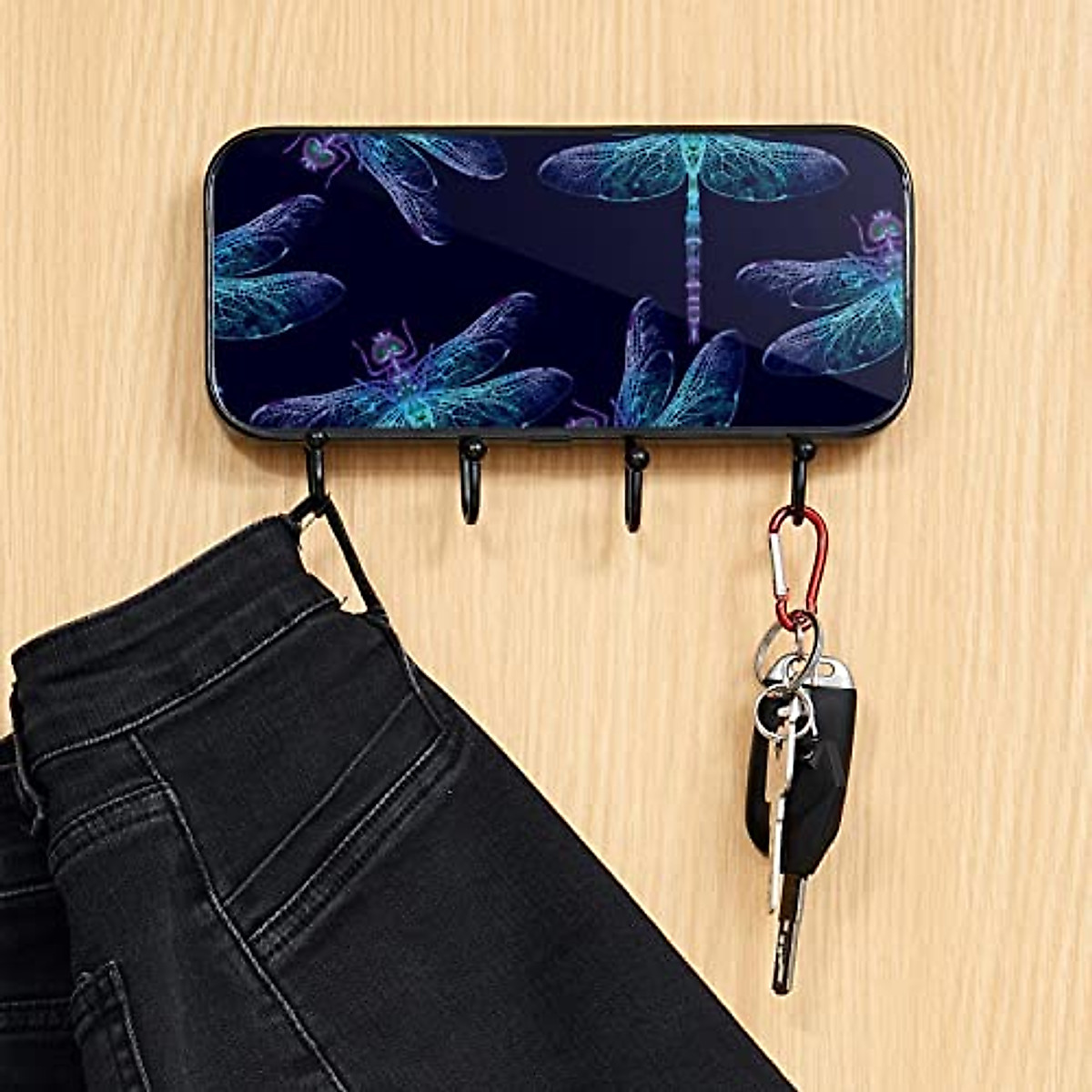 Dragonfly Insect Navy Blue Personalized Adhesive Hooks Towel Hooks Wall Hooks for Kitchen Bathroom