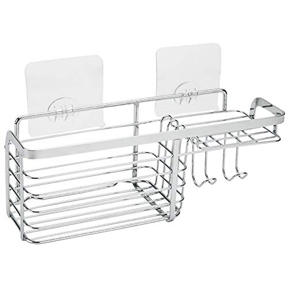 Joyfamy Rustproof Hanging Shower Caddy with Hooks, Wall Mounted Adhesive Bathroom Shower Shelf Storage Organizer Basket, No Drilling Stainless Steel Soap Sponge Shampoo Conditioner Holder Kitchen Rack