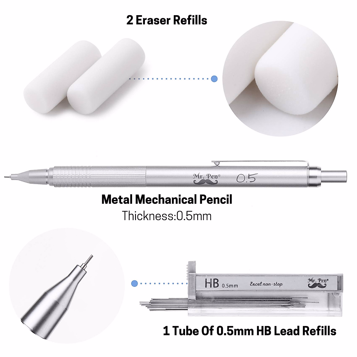 Mr. Pen- Metal Mechanical Pencils 0.5, Mechanical Pencils, Drawing Mechanical Pencils, Mechanical Pencils for Artists, Sketching Mechanical Pencils, Lead Pencil, Mechanical Drawing Pencils