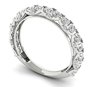 3.13 ct Round Cut Clear Simulated Diamond 14k White Gold Eternity Wedding Engagement Promise anniversary Band Sz 3.5