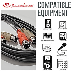 AxcessAbles 10ft MIDI Cable Dual 5-Pin to Dual 5-Pin. MIDI (Musical Instrument Digital Interface) Cable for Digital Keyboards, Synthesizers, Audio Interfaces. (MID-203 10ft)