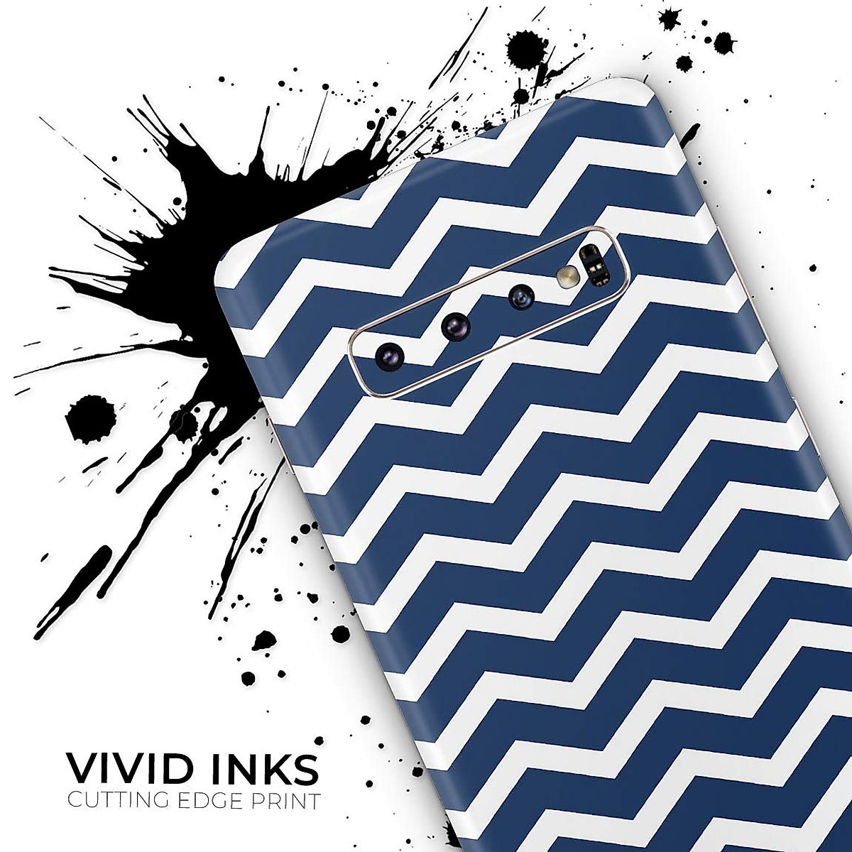DesignSkinz White and Navy Chevron Stripes Protective Vinyl Decal Wrap Skin Cover Compatible with The Samsung Galaxy S20 (Screen Trim & Back Glass Skin)