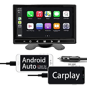 Binize Portable Carplay Screen Navigation, Portable 7 Inch Car Stereo Radio Compatible with Car Play & Android Auto, Touch Screen, Mirror Link ,Bluetooth for All Vehicles & Trucks
